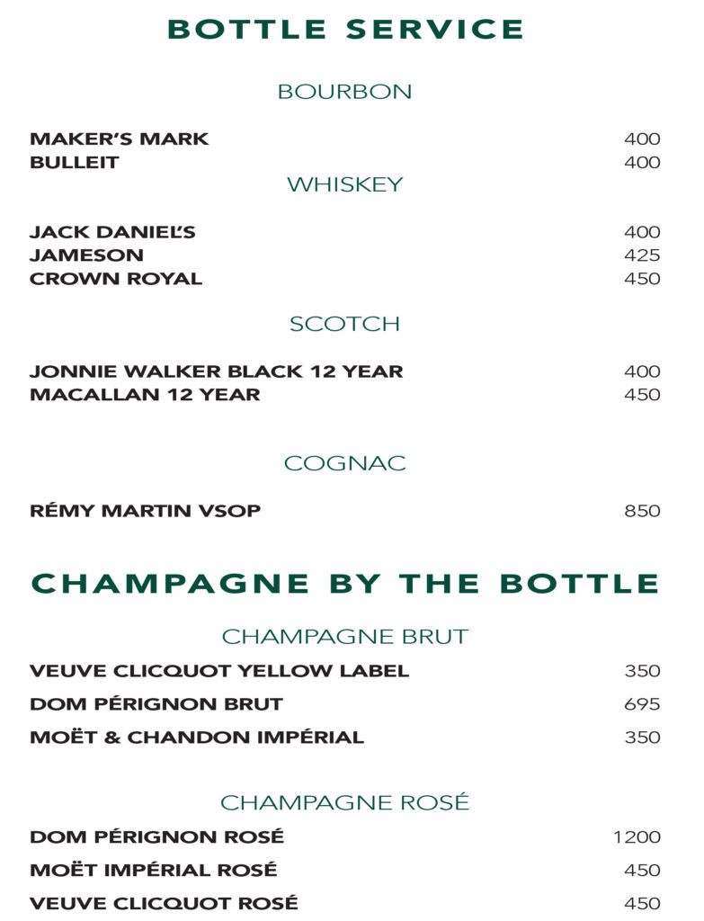 Electra Cocktail Club Menu | Electra Bar | Electra Cocktail Club